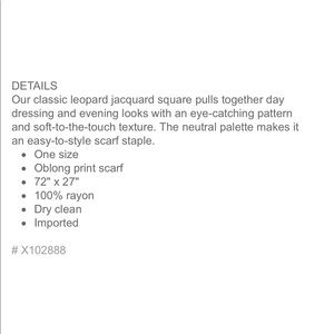 Talbots | Accessories | Talbots Leopard Jacquard Scarf | Poshmark
